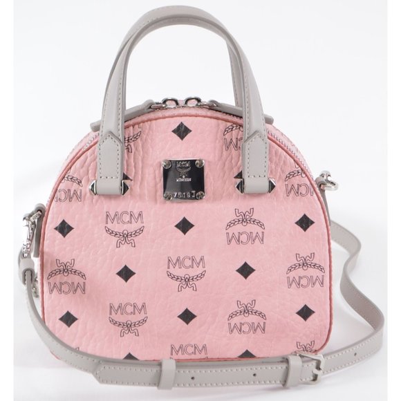 MCM | Bags | New Mcm Soft Pink Visetos Canvas Small Zip Top Crossbody ...